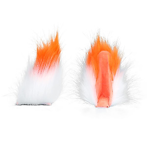 HAOAN Faux Fur Fox Tail and Clip Ears Kit for Halloween Party Costume Accessories Xmas Toys Gift