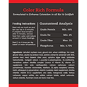 Blue Ridge Fish Food [5lb], Color Rich Formula 3/16" Floating Pellet, Koi and Goldfish