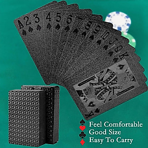 Joyoldelf Cool Black Foil Poker Playing Cards, Waterproof Deck of Cards with Gift Box, Use for Party and Game