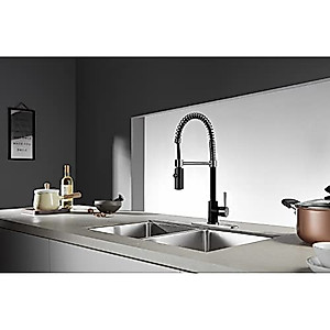 Kingston Brass LS8777DL Concord Pre-Rinse Kitchen Faucet, Matte Black/Polished Chrome
