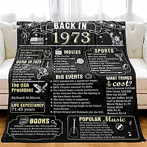 50th Birthday Blanket Gift for Women or Men, 50 Years Old 1973 Anniversary Weeding Gift for Wife Husband Mom Dad, Back in 1973 Flannel Fleece Soft Throw Blanket