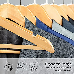 Niza Wooden Hangers 20 Pack Wood Coat Hangers for Closet Premium Quality Heavy-Duty Hangers Wood Hangers for Coat Suit Hangers Clothes Hanger with 360° Rotation Hook