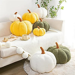 Zuwxeu Pumpkin Pillow,Pumpkin Shaped Throw Pillow Cushion, Pumpkin Plush Floor Pillow,Pumpkin Pillow Decor,Halloween Pumpkin Decorative Pillow for Home Decor Party Favors(7.5'', Dark Green)