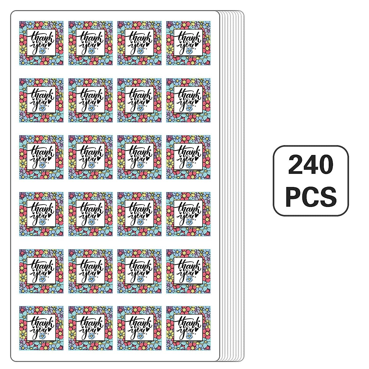 Thank You Stickers,Thank You Colorful Flowers Business Stickers,Thank You Small Business Stickers,Business Packaging Stickers Envelop Seals 240 PCS