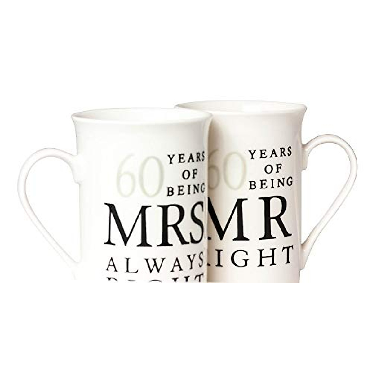 Haysoms Ivory 60th Anniversary Mr Right & Mrs Always Right Mug Gift Set