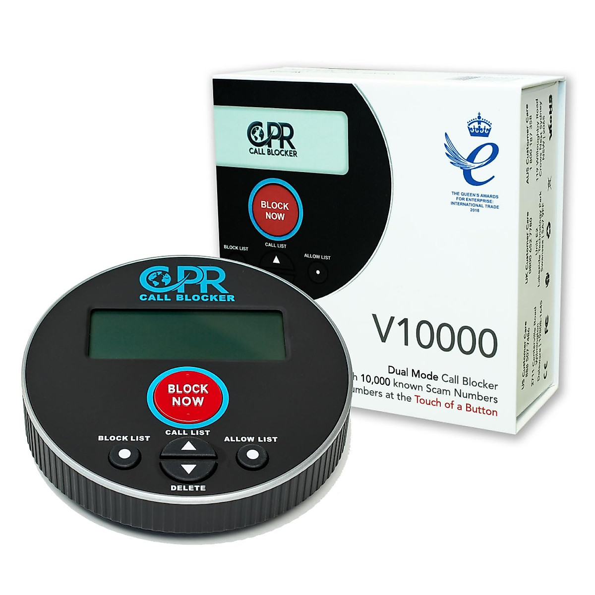 CPR V10000 - Landline Phone Call Blocker with Dual Mode Protection. Pre-Loaded with 10,000 Known Robocall Scam Numbers - Block a Further 2,000 Numbers at a Touch of a Button