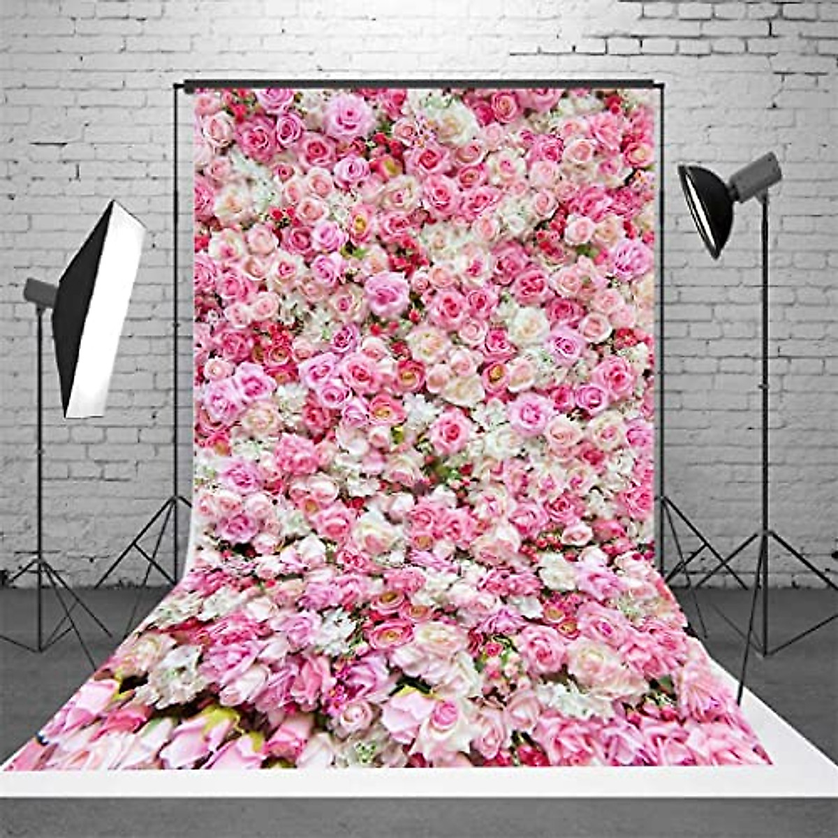ZSEDP 1.5x2.1m 5x7ft Wedding Rose 3D Flowers Wall Studio Backdrop Photography Photo Background Cloth Party Weding Decor