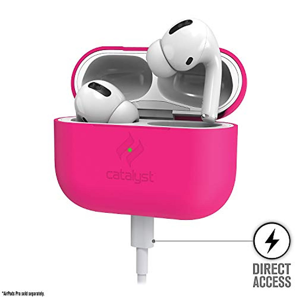 Slim Case for AirPods Pro by Catalyst - Skin for Apple AirPods Pro Charging Case, Interchangeable Colors, Protective Cover Soft Skin, Compatible Wireless Charging - Neon Pink