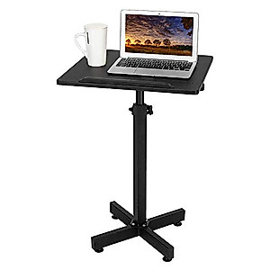 Bonnlo Classic Lectern Podium Stand, Height Adjustable Church Classroom Lecture, Portable Presentation Concert Podium, Multi-Function Reading or Laptop Desk with Edge Stopper, Black