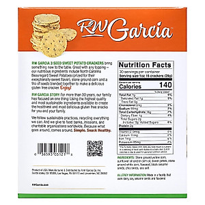RW Garcia Sweet Potato 3 Seeds Crackers Net Wt 30 Ounce (2 X 15oz Bags), 30 Ounce ,, 1.87 Pound ()