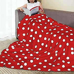 Fashion Funny Red Polka Dot Throw Blanket for Couch Super Soft Cozy Flannel Blanket Throw for Shawls and Wraps Adults (50"x 40")