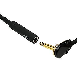 CNCESS CESS-233 Thin Plug Right Angle Guitar Adapter, 6.35mm 1/4” TS Female to Male Extension Cord, Space-Saving, for Amplifiers, Guitars, Pianos, Home Theater, 6 Inches, 2 Pack