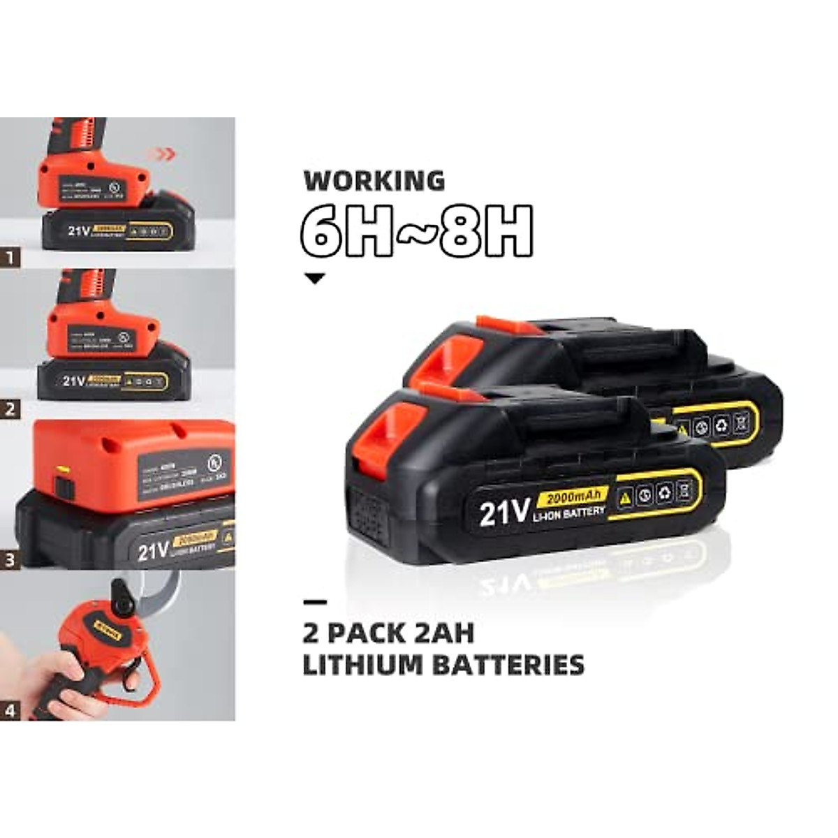 Cordless Pruning Shears, Electric Pruner with 2 Pack 21V Lithium Battery, SK5 Blades, 1.2 Inch Cutting Diameter (21V pruner)