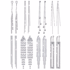 8 Pairs Silver Chandelier Tassel Drop Earrings Chandelier Linear Drop Earrings Long Chain Earrings Tassel Dangle Earrings for Women Jewelry Silver Rhinestone Earrings