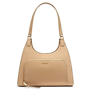 Calvin Klein Ava Saffiano Triple Compartment Hobo Shoulder Bag, RYE