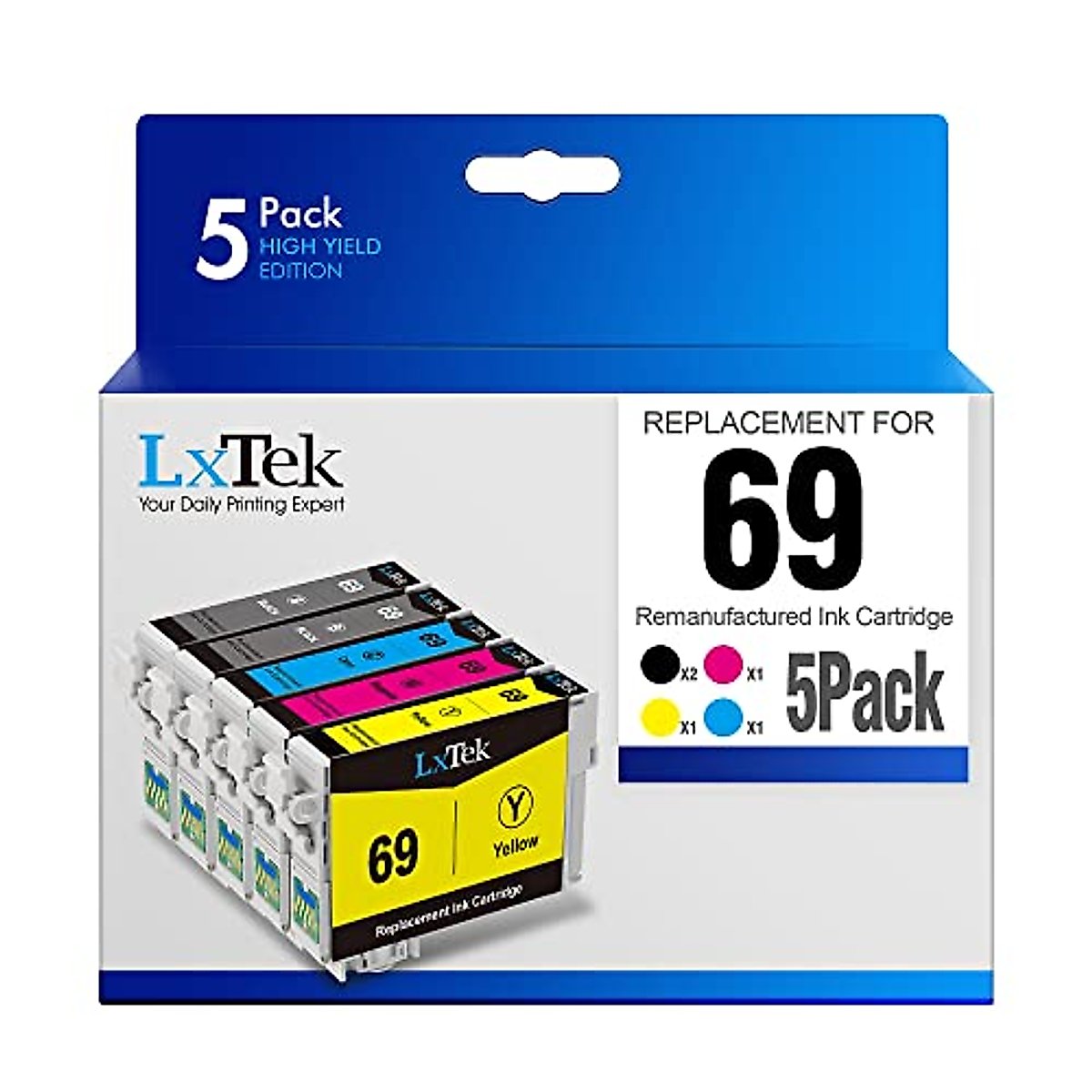 LxTek Remanufactured Ink Cartridge Replacement for Epson 69 to use with Stylus CX6000 CX8400 NX400 NX410 NX415 NX515 Workforce 600 610 615 1100 Printer (2 Black, 1 Cyan, 1 Magenta, 1 Yellow)