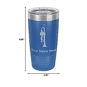LaserGram 20oz Vacuum Insulated Tumbler Mug, Trumpet, Personalized Engraving Included (Dark Blue)