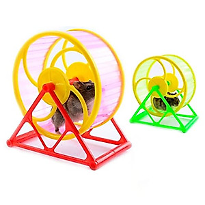 Ipetboom Silent Hamster Wheel Toys 2PCS Exercise Wheel Silent Running Wheel Pet Running Jogging Sports Exercise for Small Pet Hamsters Mice Rat Gerbils (Random Color) Chinchilla Hamster