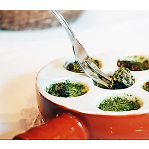 jinsongdafa Ceramic Escargot Plates (2-Pack) 6.22-Inch with Handle Footed Dishes, Oven Safe Holes Set for Home Restaurant Hotel (Brown, 6.22 inch)