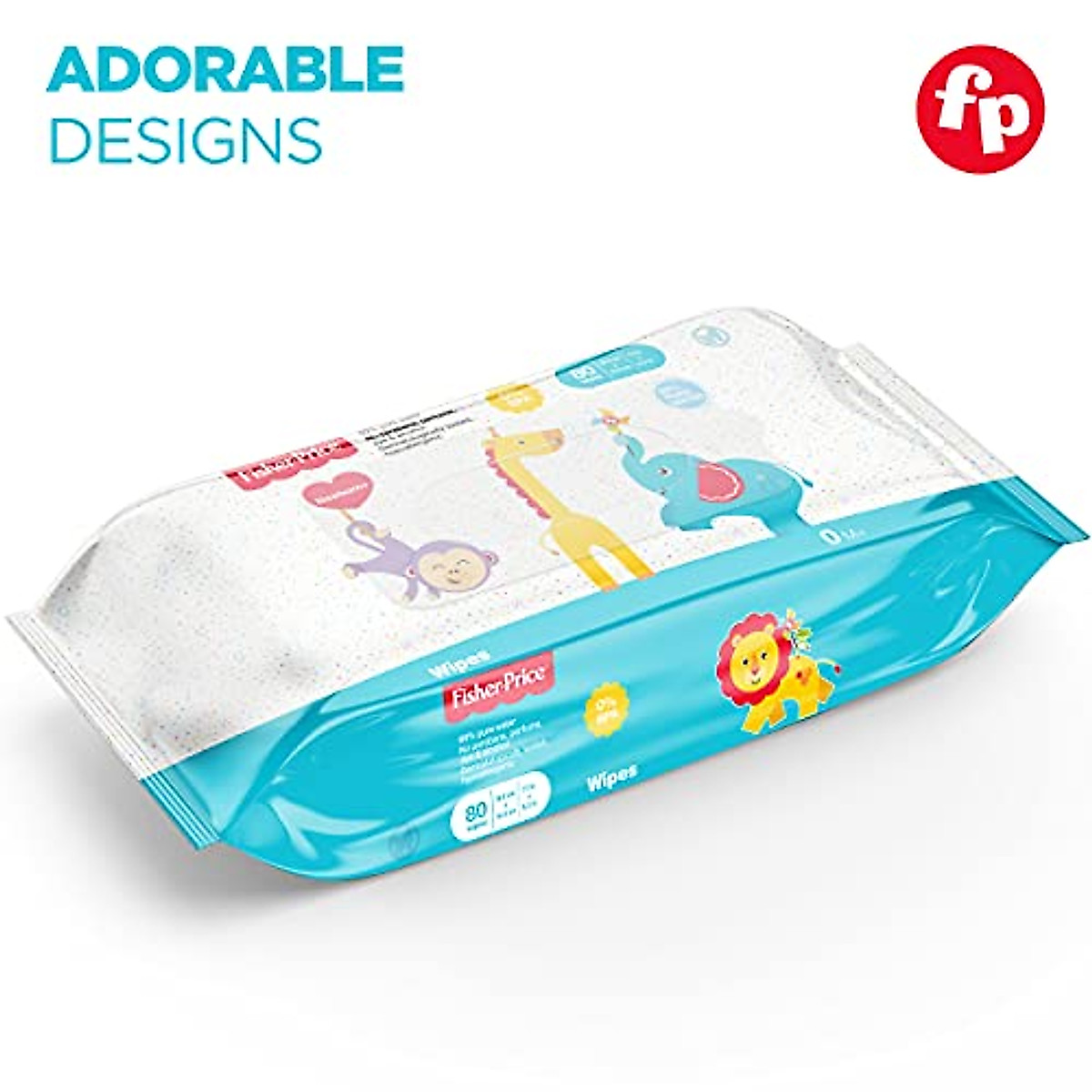 Fisher-Price Baby Wipes Unscented, Hypoallergenic, 99% Water Baby Diaper Wipes, Ideal for Newborn and Sensitive Skin, 9x Resealable Packs (720 Total Wipes)