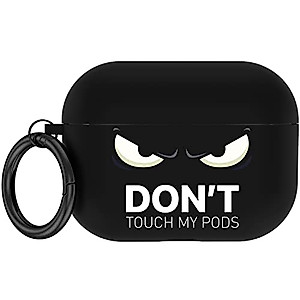Maxjoy for AirPods Pro Case Cover, Cool Air Pod Pro Case Don't Touch Me for Women Men Cute Protective Soft Silicone iPods Pro Cover with Keychain for Airpods Pro Charging Case, Black