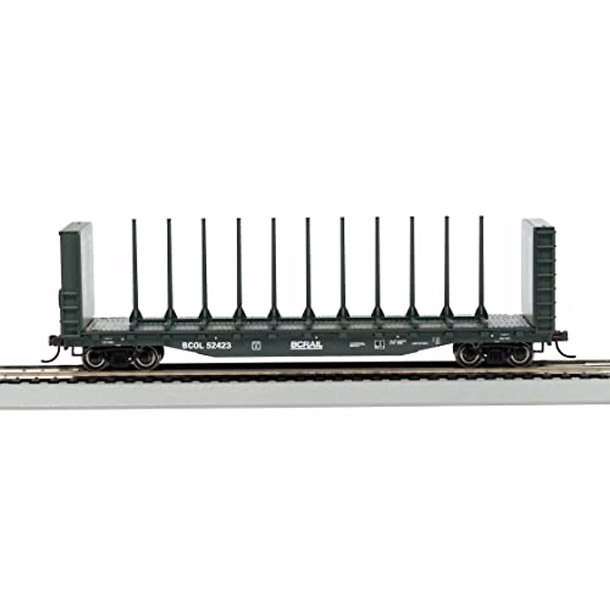 Bachmann Trains - 52' Center-Beam FLATCAR with BULKHEADS - BC Rail #52423 - HO Scale