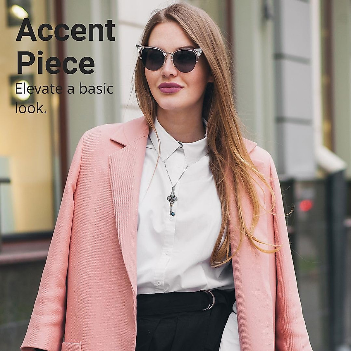 Shop LC Key Necklace ION Plated Stainless Steel & Yellow Gold - Key Pendant with Rose Quartz, Amethyst, Aventurine, Opalite & Howlite Mixed Gemstones - 20" Chain Length Costume Jewelry for Women