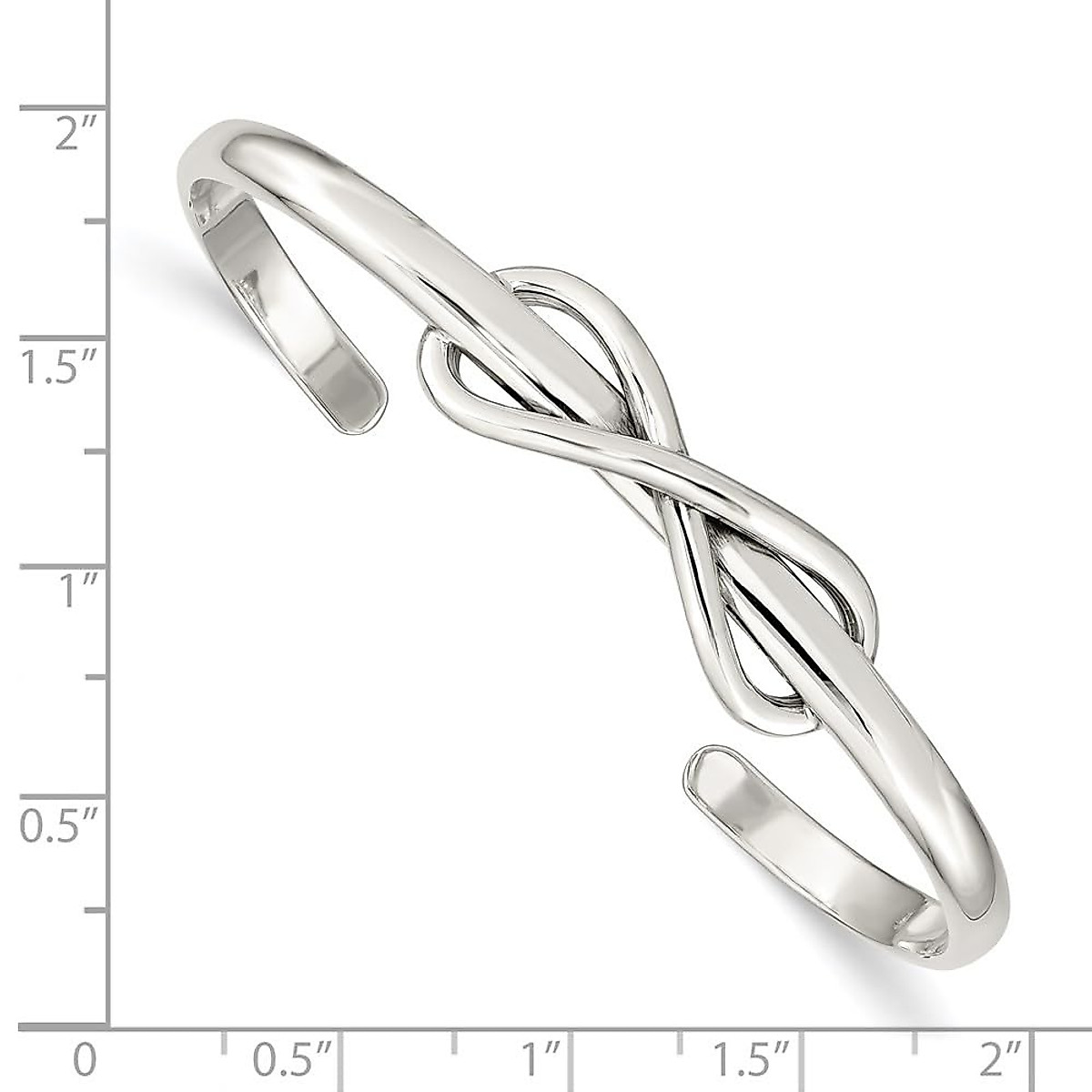 Auriga Fine Jewelry 925 Sterling Silver Polished 4mm Infinity Cuff Bangle Bracelet