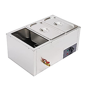 3-Pan Electric Commercial Food Warmer Steamer, 110V 850W Stainless Steel Bain-Marie Buffet Countertop Buffet Steamer Steam Table Wet Heat (3-pan)
