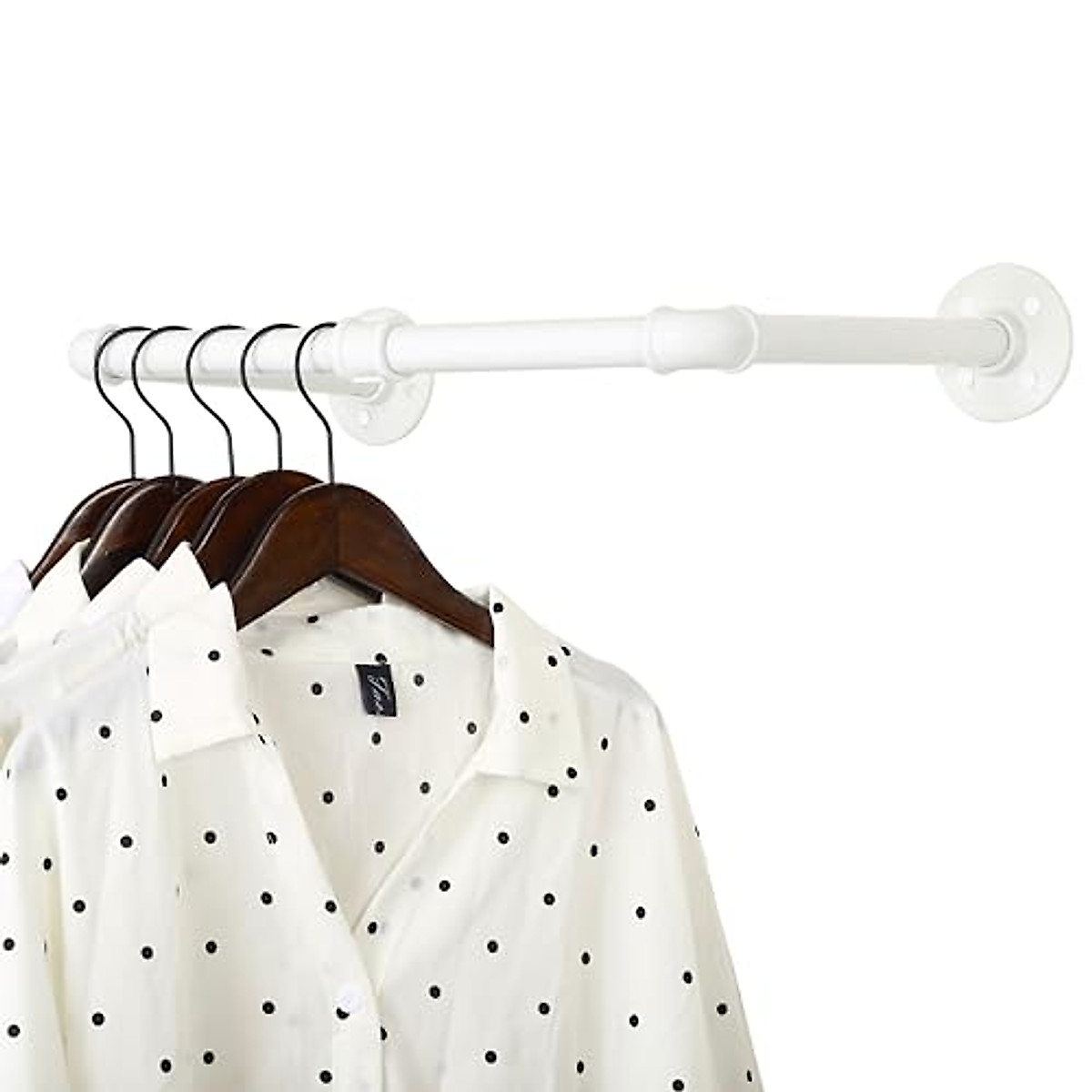 WEBI Clothing Rack Wall Mount,20" Industrial Pipe Clothes Rack for Hanging Clothes,Heavy Duty Iron Garment Rack Bar,Retail Display Clothes Rod for Closet,Laundry Room,White