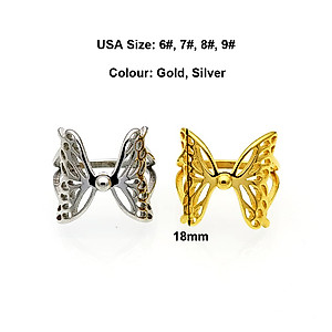Hollow Butterfly Stainless Steel Finger Rings for Women Teenage Girls Minimalist Fashion Engagement Promise Statement Knuckle Rings Cute Animals Jewelry Gifts for Mom Wife Girlfriend Daughter