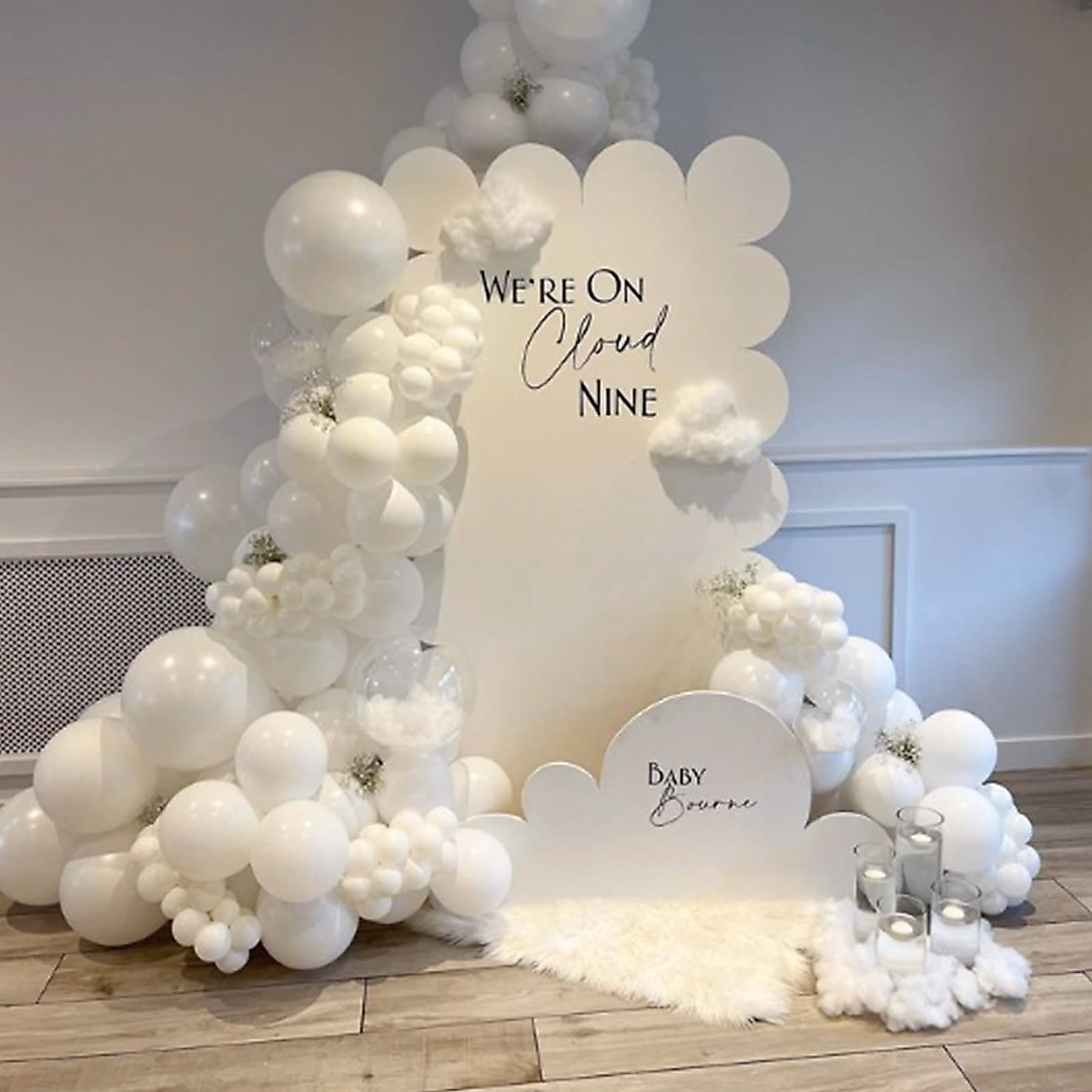 Awenztech White Balloons 12 inch, White Latex Balloons 50pcs Party Balloons for Engagement Bachelorette Bridal Shower Wedding Party Birthday Decorations