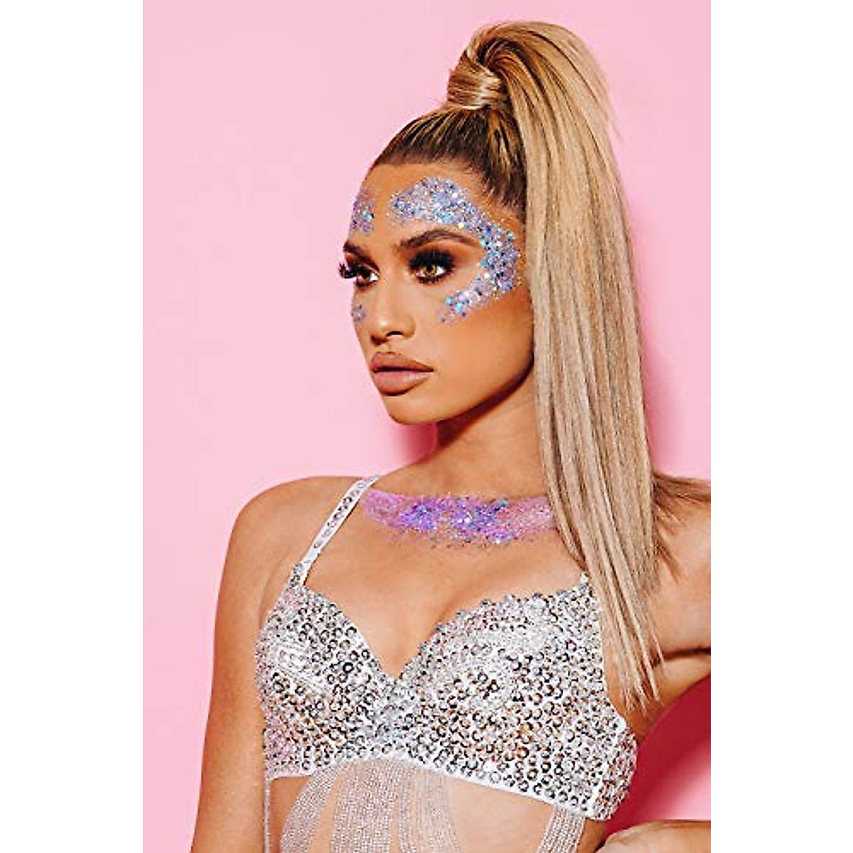 Hemway Fuchsia Pink Rose Gold Mix Glitter Chunky Multi Purpose Dust Powder Arts & Crafts Decorations Costumes Makeup Cosmetic Face Eye Body Nails Skin Hair Festival 10g