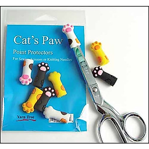 Knitting Needle or Sewing Scissors Point Protectors - Cat's Paw Design - Set of 6 - 3 Colors - Scissors in Pic NOT Included