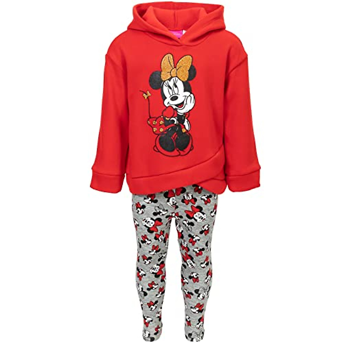 Disney Minnie Mouse Infant Baby Girls Fleece Hoodie and Leggings Outfit Set Red 18 Months