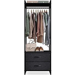 Sorbus Clothing Rack with Drawers - Clothes Stand Dresser - Wood Top, Steel Frame, & Fabric Drawers - Tall Closet Storage Organizer - Garment Rack for Hanging Shirts, Dresses, & Jackets