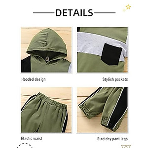 itkidboy Toddler Baby Boy Clothes Long Sleeve Hooded Pullover Striped Sweatshirt + Pants 2Pcs Outfits 18M-6T Set