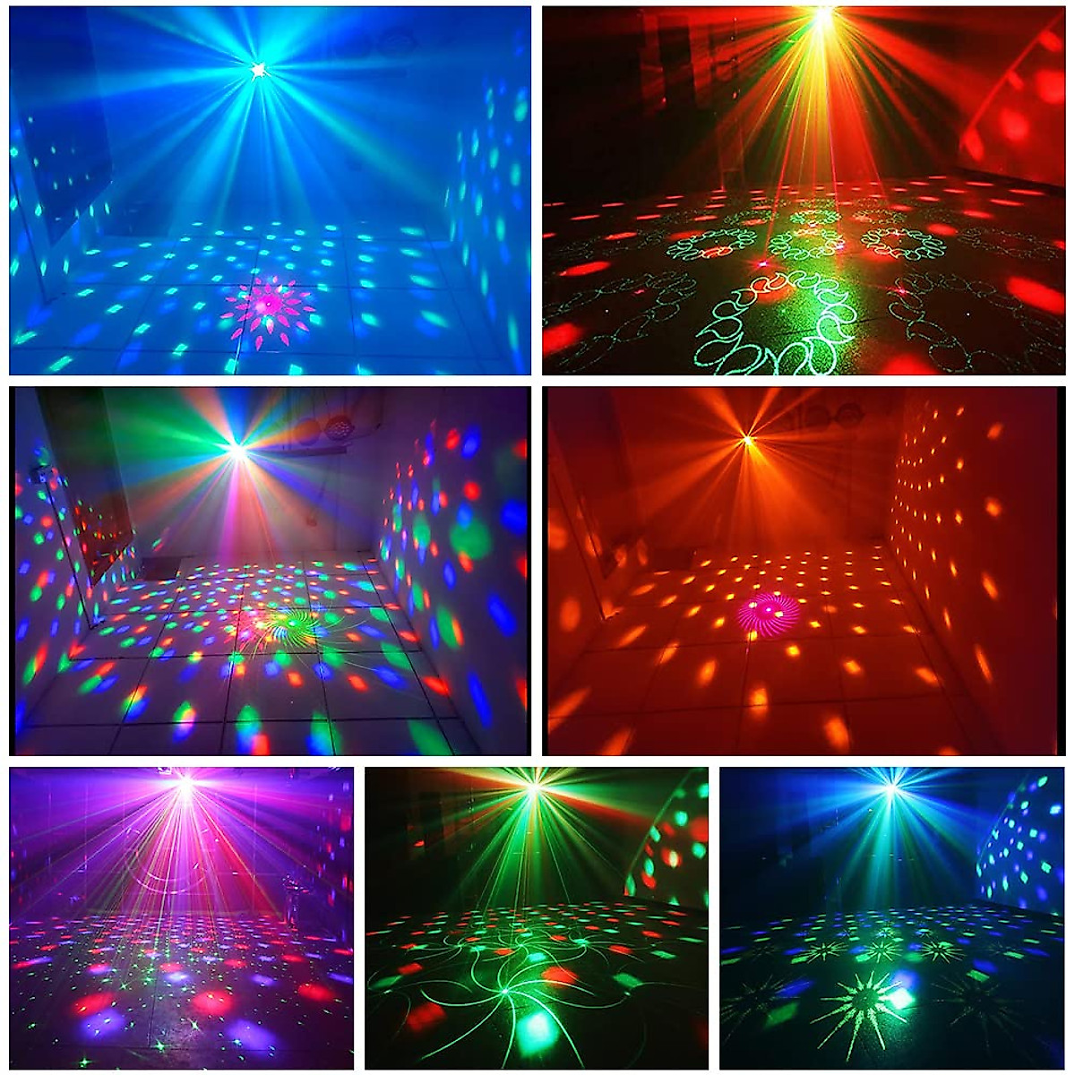 Disco Ball Party Lights,DJ Disco Lights with Remote Control Amosamz Multiple Patterns Projector for Parties Bar Club Christmas KTV Festivals Décor
