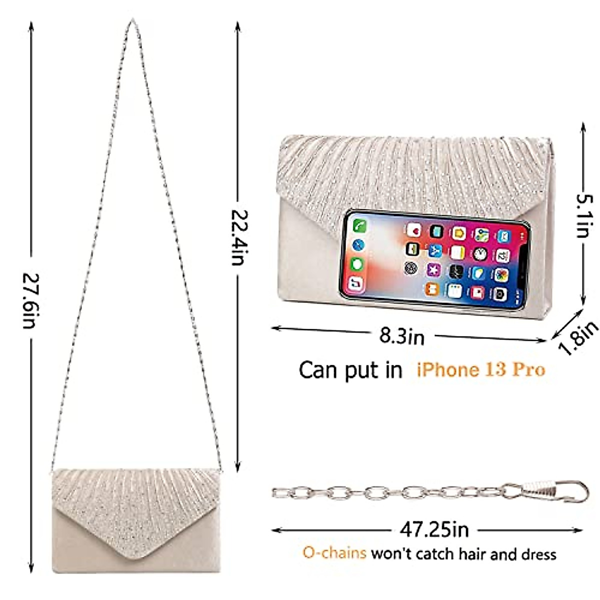 adoranda Satin Clutch Purses for Women Envelope Evening Bag for Wedding Party Proom Bridal clutch Handbag