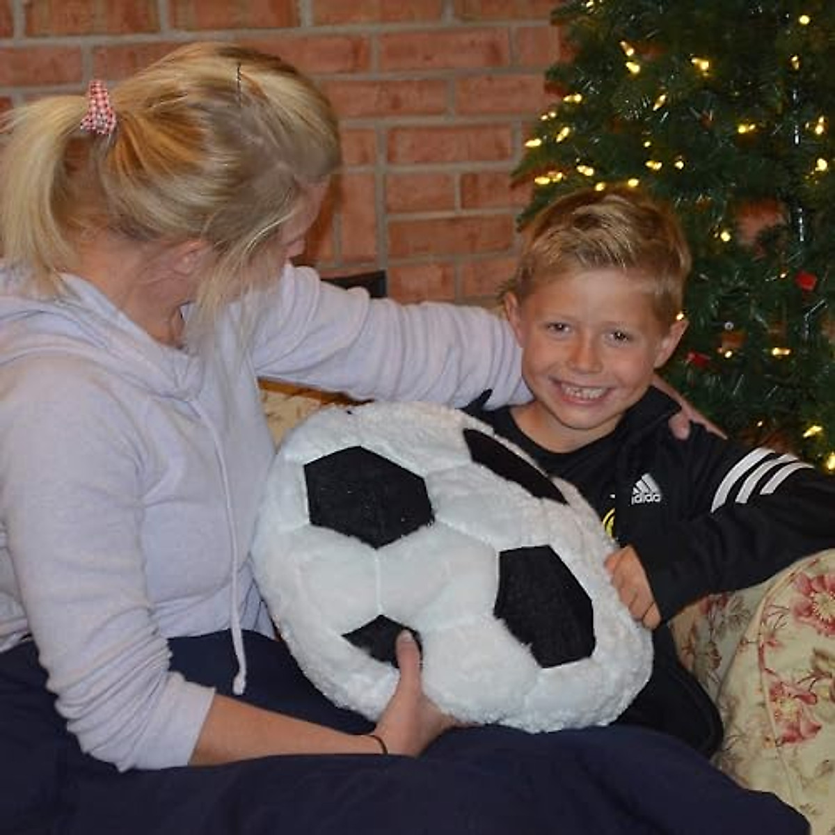 CatchStar Soccer Pillow Fluffy Soccer Plush Pillow Soft Stuffed Soccer Throw Pillow Decorative Round Large Soccer Pillow Cushion Big Sports Toy Gift for Kids Boy Children Room Decoration