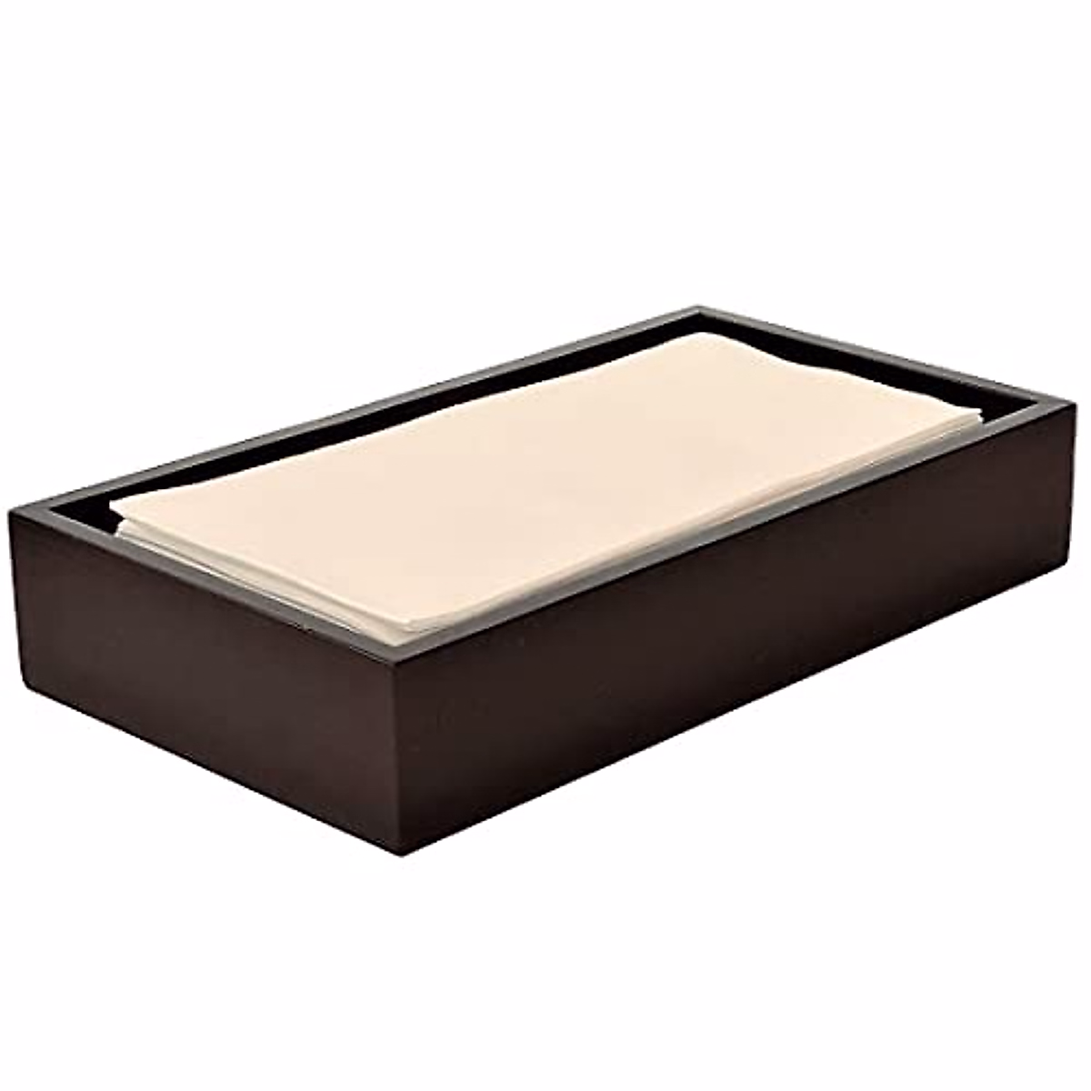 Bamboo Guest Towel Holder In Black (9.75"x 5.50"x 2") – Bathroom Napkin Tray – Multipurpose Organizer & Accessory Box - For Guest Bathroom, Desk, Dining Table, Kitchen Counter & Drawers