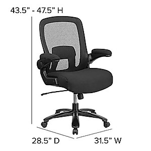 Flash Furniture Big & Tall Office Chair | Black Mesh Executive Swivel Office Chair with Lumbar and Back Support and Wheels