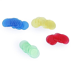Tiuimk Set of 100 Reusable Plastic Bingo Chips in 4 Colors - 2cm Diameter for Bingo Cards