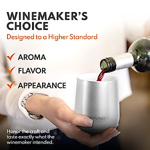 CARIVINO Luxury Wine Tumbler with Ceramic Interior, Genuine Cork Base & Tritan Lid, Advanced Vacuum Insulated Stainless Steel with Copper Coating and Premium Metallic/Pearl Finish, 12oz, Platinum