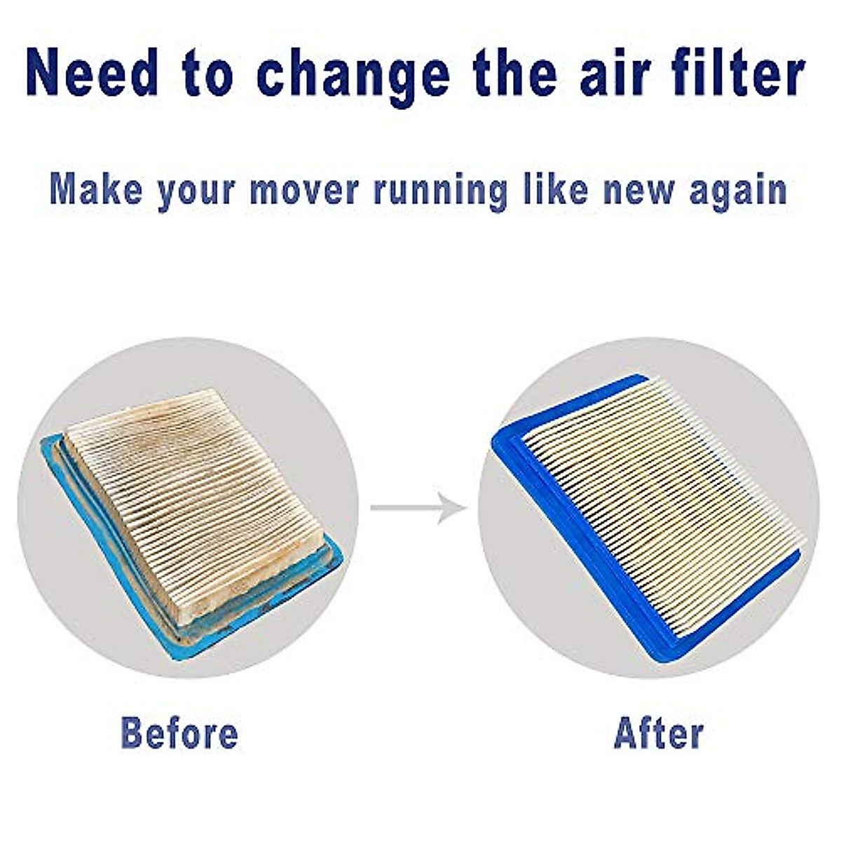 HEYZLASS 5 Pack 491588S Air Filter, Compatible with Briggs Stratton 491588 4915885 Flat OEM Air Cleaner Cartridge, Lawn Mower Air Filter