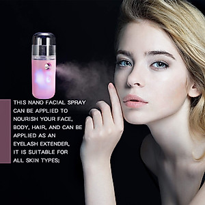 Honoson 2 Pieces Nano Facial Mister 30 ml Mini Face Humidifier Portable Facial Sprayer USB Rechargeable Handy Skin Care Machine for Face Hydrating, Daily Makeup (Dark Pink and White)