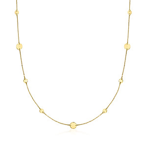 Ross-Simons Italian 14kt Yellow Gold Disc Station Necklace. 16 inches
