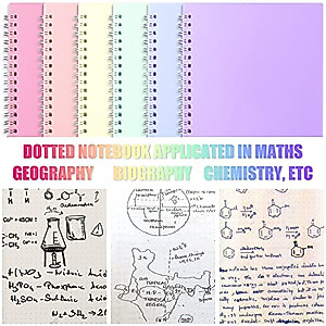 UNMOONY A5 Dotted Spiral Notebook, 6 Pack 120 Pages, Dot Grid Journal with 120 GSM Thick Dotted Bullet Paper, 6 Macaron Transparent Colors Hardcover, for Bullet Journaling 5.7"x 8.5"