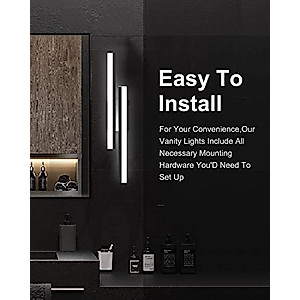 Wanzvisk 32 Inch LED Vanity Lights，Lighting Fixtures，Bathroom Lights，12w Indoor Wall Mount Sconces Lamps with 120lm Brushed Black（Cold White 6000K）