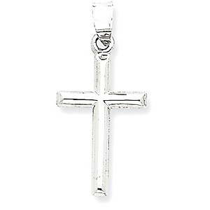 IceCarats 14K White Gold Latin Mexican Holy Cross Necklace Religious Pendant Jesus Christ Charm 26mm x 13mm Only